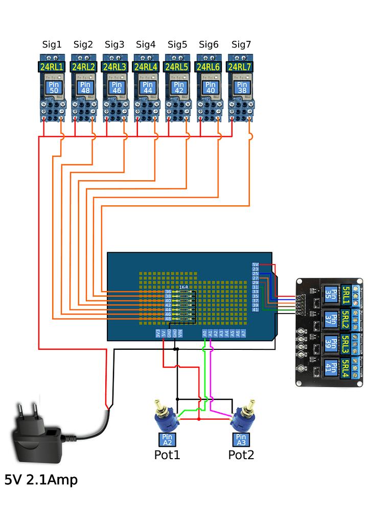 Problem controlling a 4 channel relay shield with 7 inputs - General Guidance - Arduino Forum