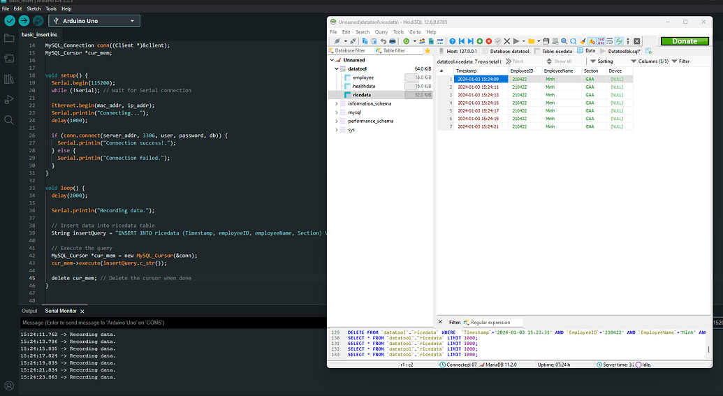 Help sending into MYSQL :( - Programming - Arduino Forum