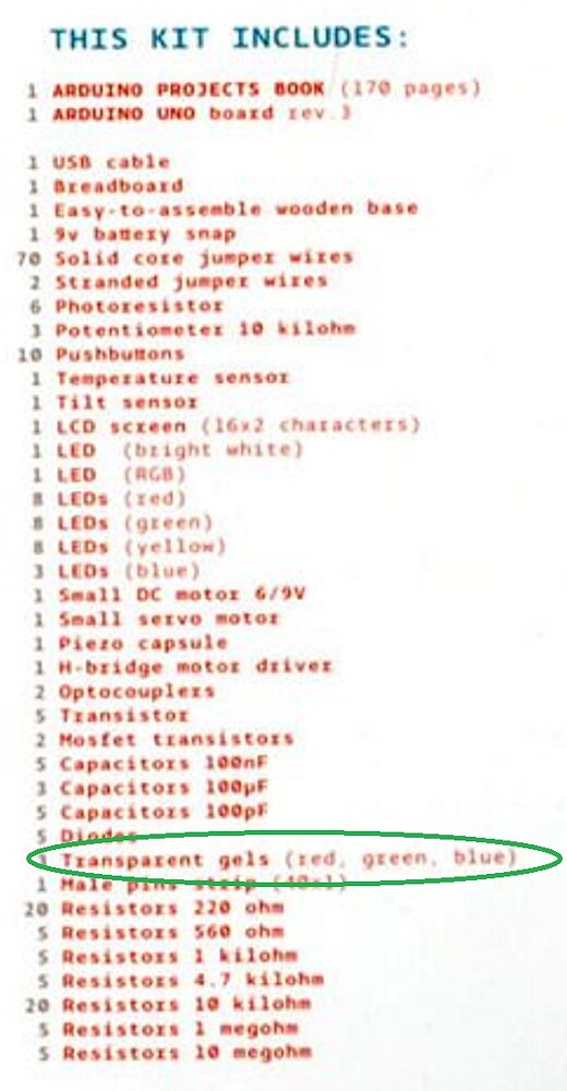 Replacement for missing green gel - Starter Kit - Arduino Forum