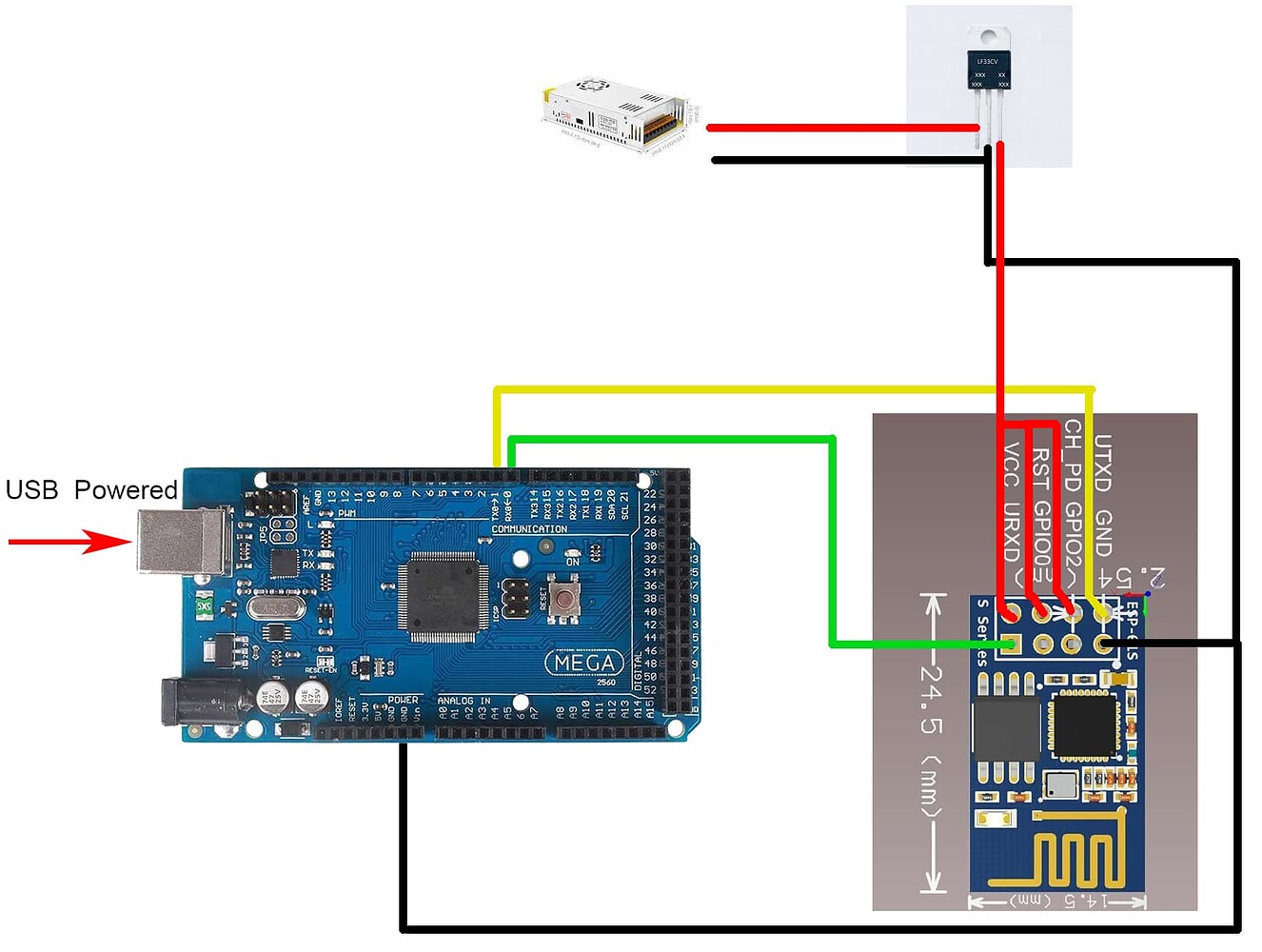 ESP-01S on Arduino MEGA 2560 - A fatal esptool.py error occurred: Failed to connect to ESP8266 ...