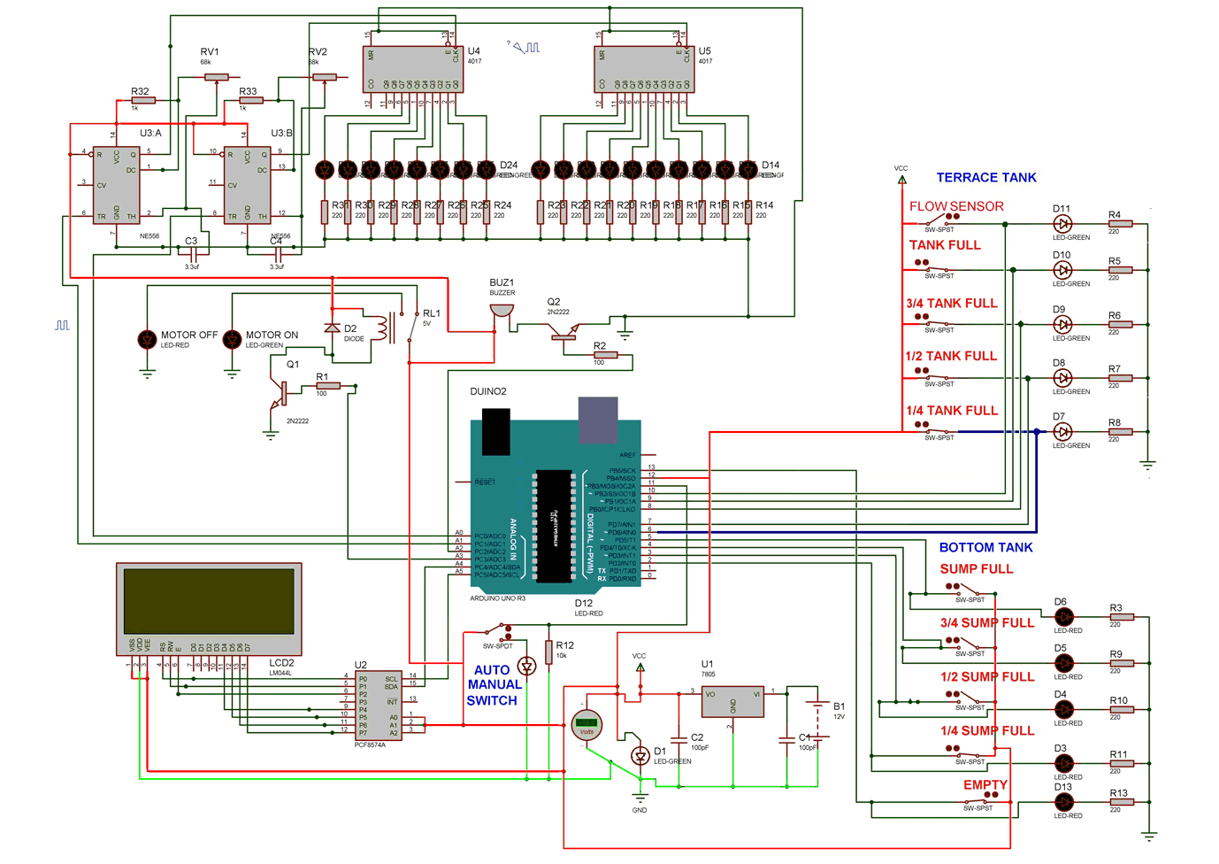Water level controller - digital pins not sensing sensor voltage ...