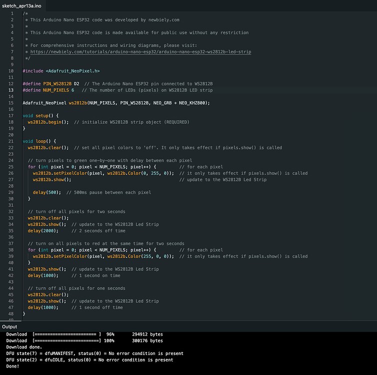 Arduino Nano esp32 with WS2812B LEDs - LEDs and Multiplexing - Arduino ...