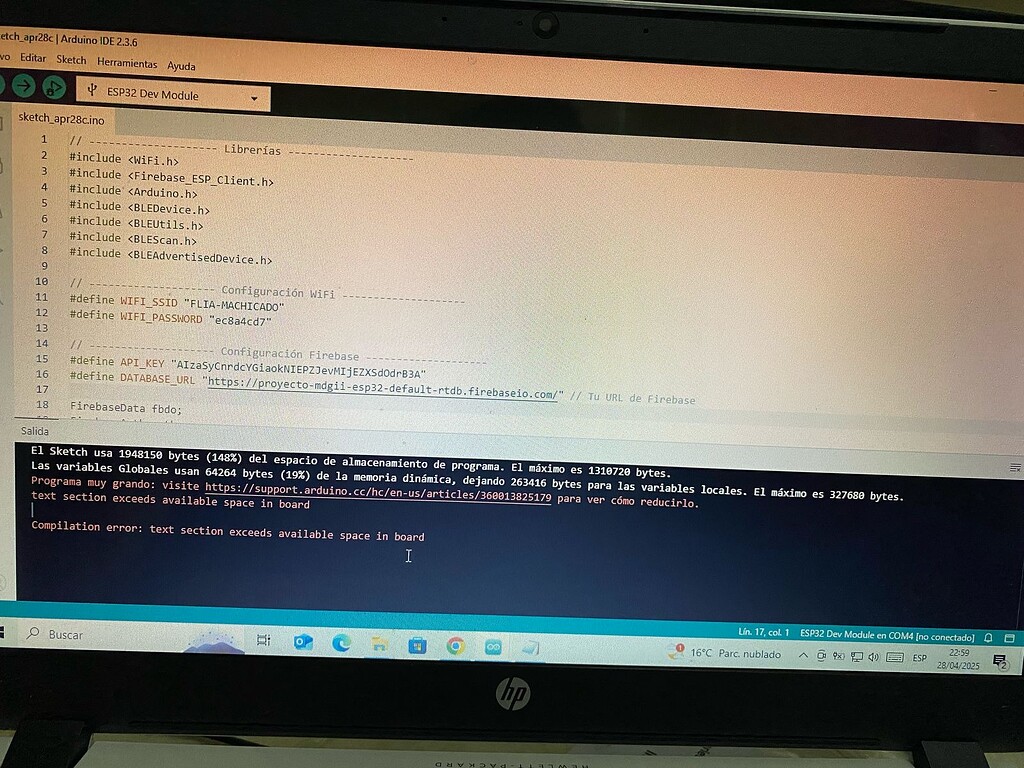 No carga el código de esp32 a firebase - Software - Arduino Forum
