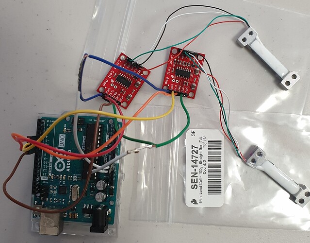 Trying To Connect Two Load Cells And 2 Hx711 Amplifiers To An Arduino Uno R3 Sensors Arduino 8482