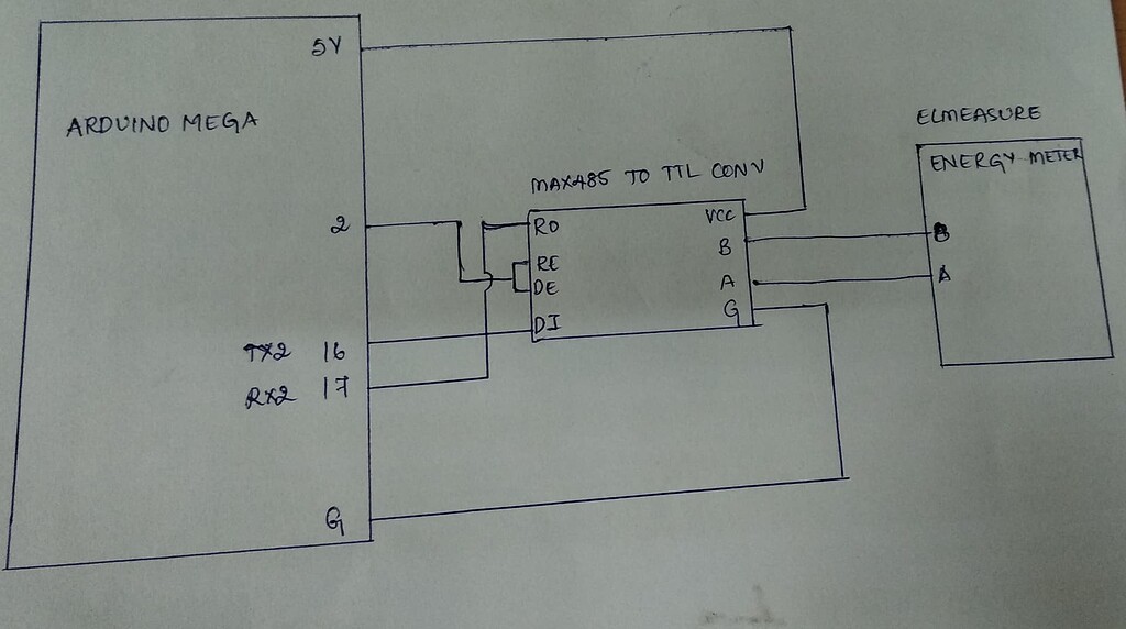 Communication between energy meter 6436 and arduino mega using rs485 ...