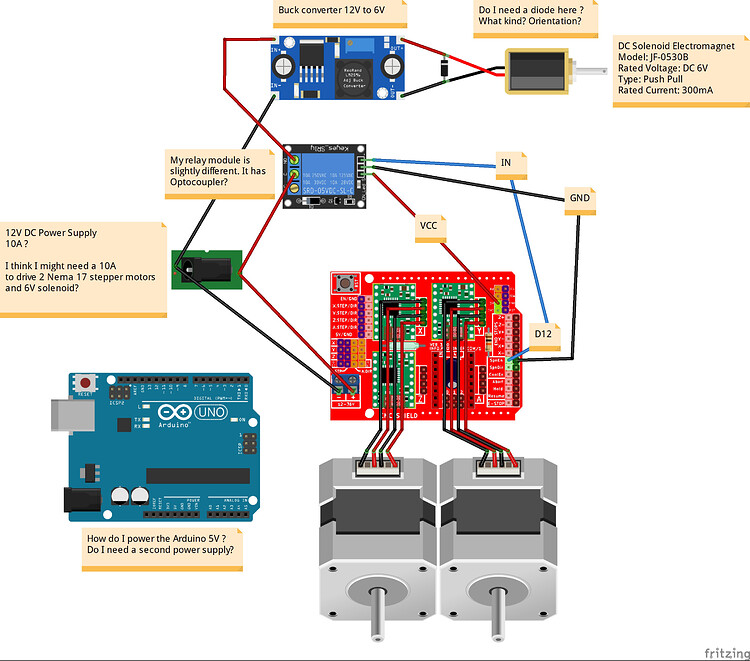 XY Plotter - Wiring help needed. CNC shield, 2 stepper motors, 1 ...