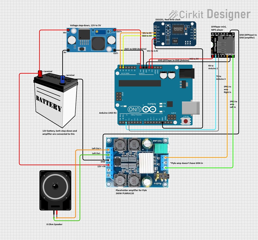 Schematic review for single power source DFPlayer, Stereo Amp, Speaker - Audio - Arduino Forum