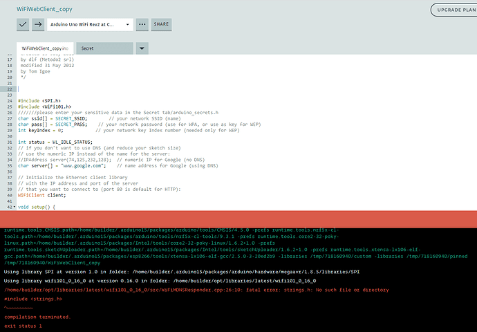 Fatal error: strings.h: No such file or directory - Nederlands - Arduino Forum