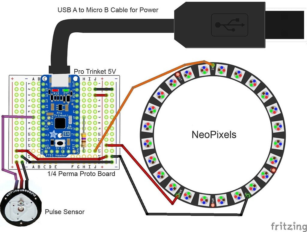Need Help with Pulse Sensor + AdaFruit ProTrinket 5v - General Guidance - Arduino Forum