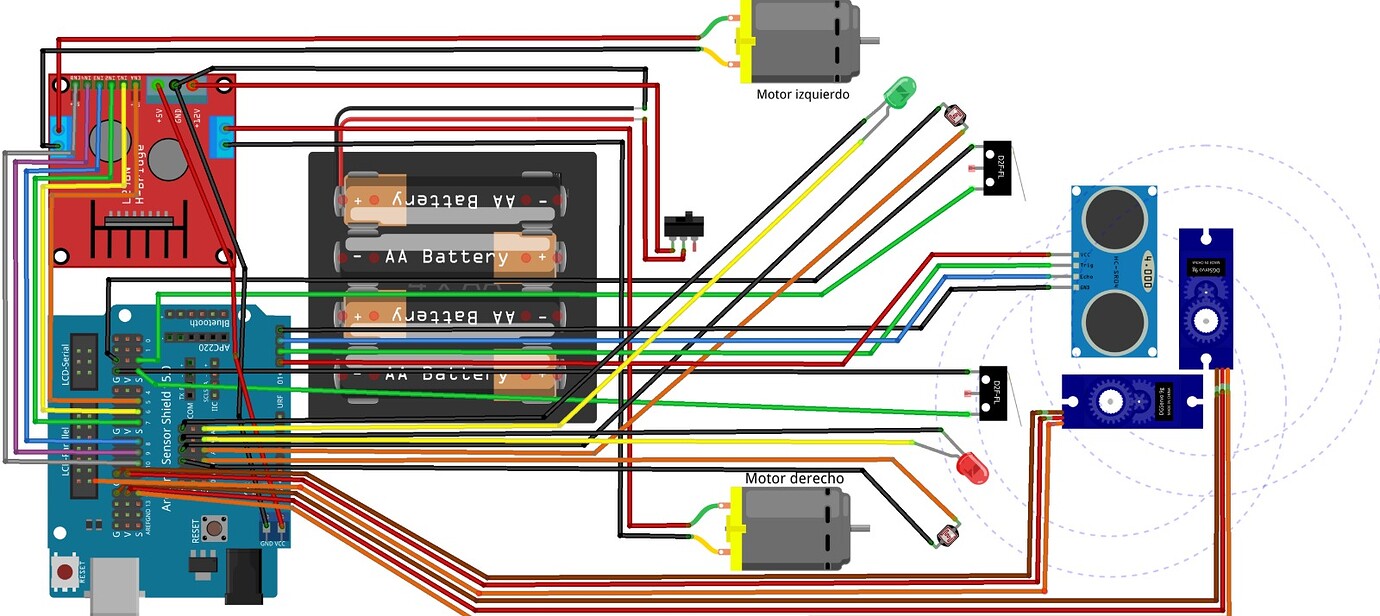 Robot con ruedas y sensores, problema en puente H o código - Español - Arduino Forum