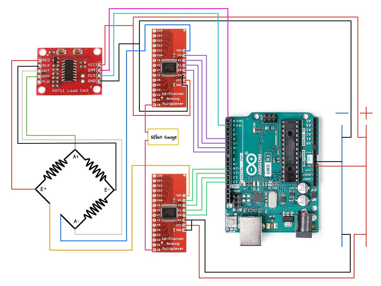 Reading multiple strain gauges with CD74HC4067 multiplexer - Page 2 - General Guidance - Arduino ...
