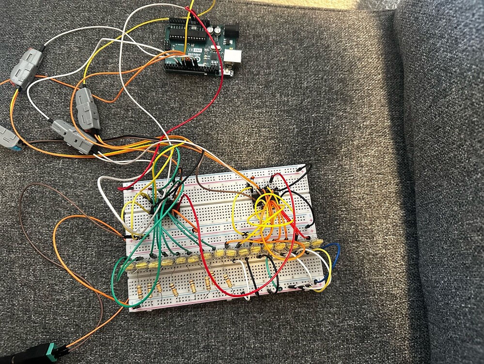Two Serialized TPIC6B595 Shift Registers behaving oddly with PWM - LEDs ...