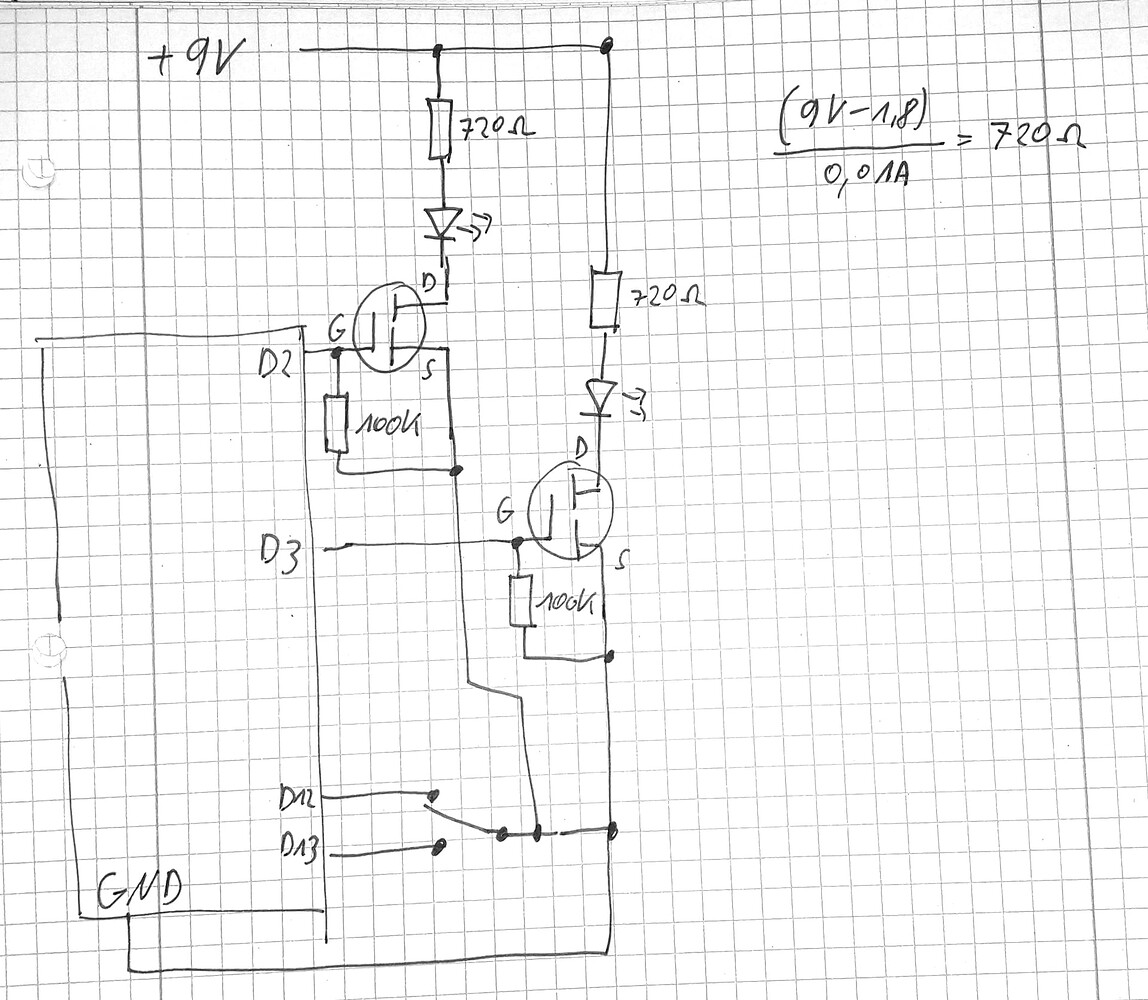 Drive separate leds with two pole switch - Programming - Arduino Forum