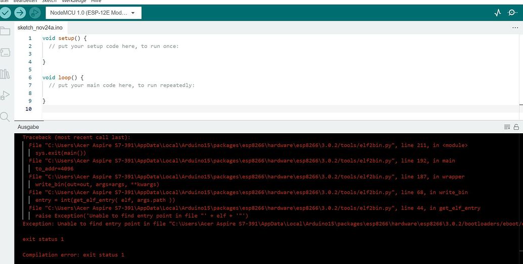 ESP8266 / Err msg when compiling - Programming - Arduino Forum