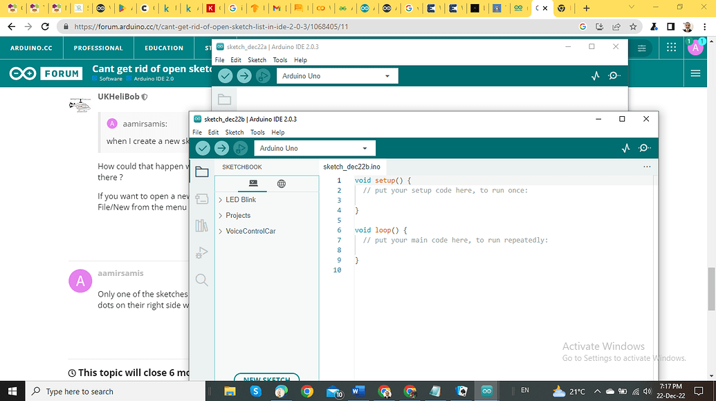 Cant get rid of open sketch list in IDE 2.0.3 - IDE 2.x - Arduino Forum