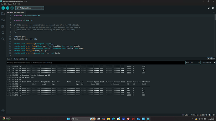 Unable to get data from Neo M8N GPS module using TinyGPS / TinyGPS++ - Networking, Protocols ...