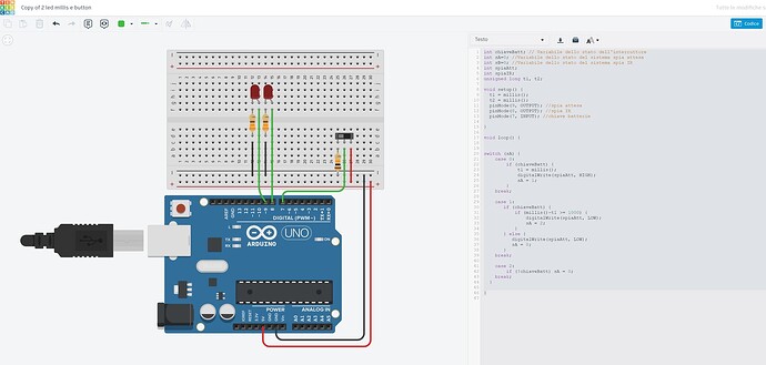 Gestire 2 led con millis ed interruttore - Software - Arduino Forum