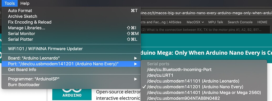 Macos Big Sur Arduino Nano Every Arduino Mega Only When Arduino Nano