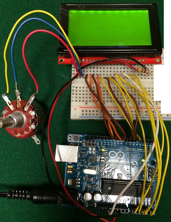 My GLCD code/hookup from arduino examples doesn't display text ...