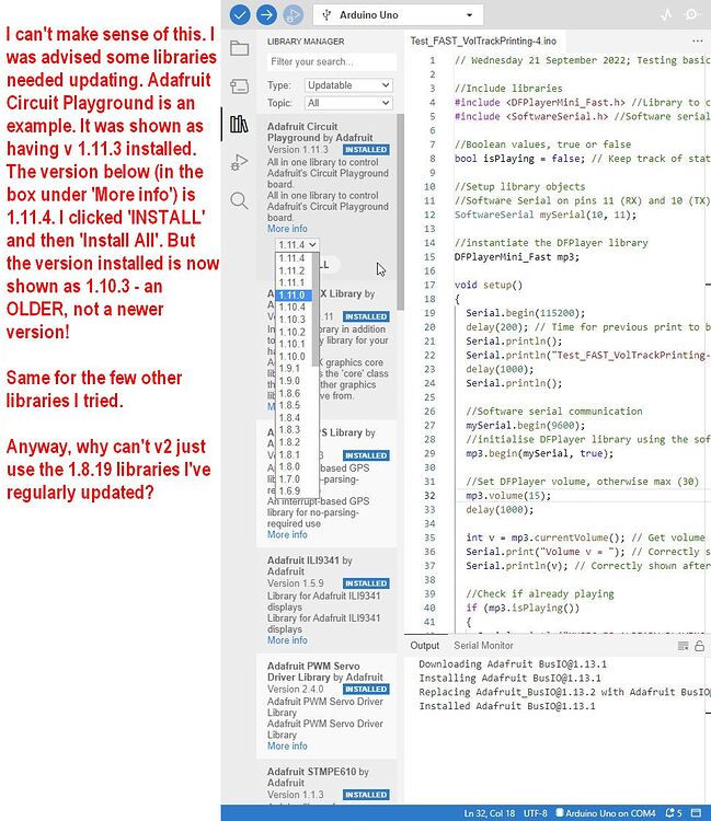 Library updating backwards? - IDE 2.x - Arduino Forum