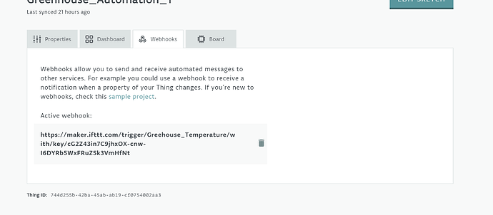 IFTTT Webhooks trigger - Cloud IoT - Arduino Forum