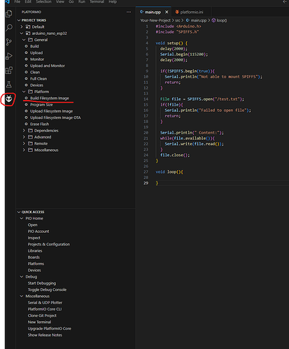 How-to: Upload files to SPIFFS with platformio (windows) - Nano ESP32 - Arduino Forum