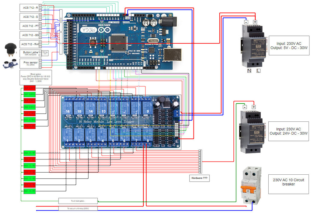 Arduino and current sensors to pilot pneumatic blast gates and dust ...