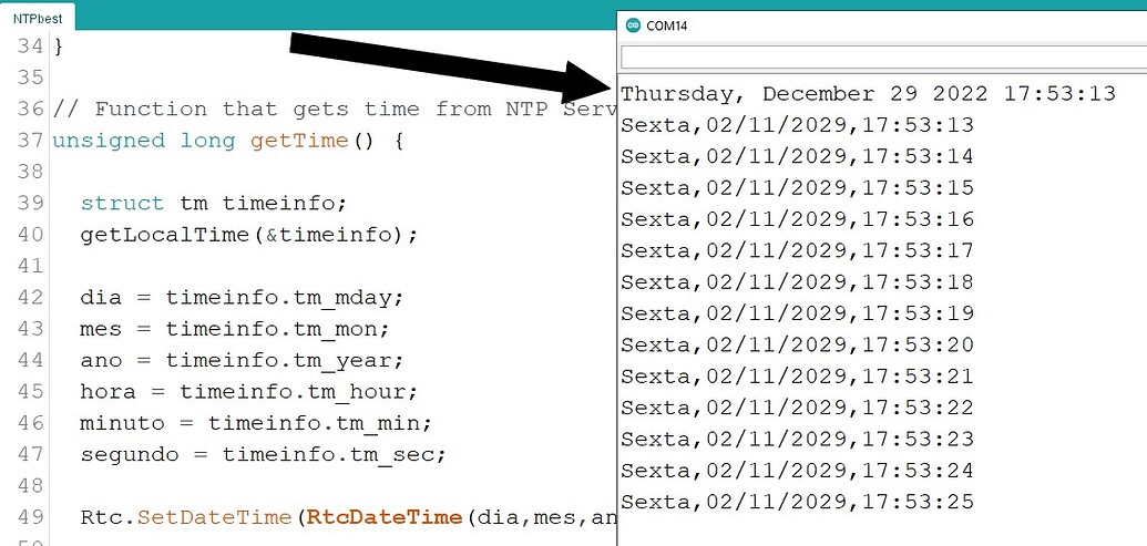 RTC DS1302 with NTP and ESP32 almost working - Programming - Arduino Forum