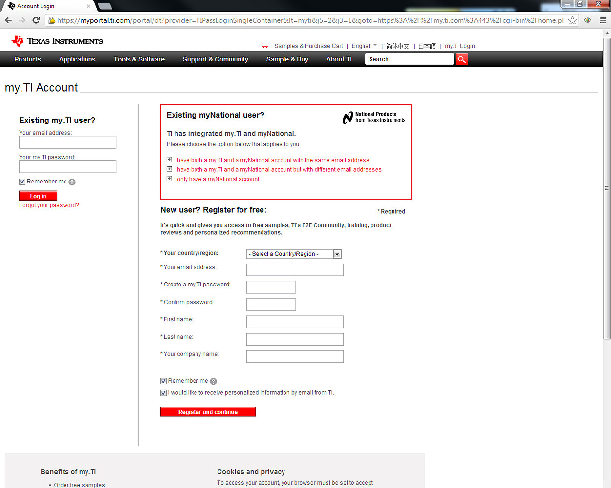 Have you registered for "my.TI" - How? - Bar Sport - Arduino Forum