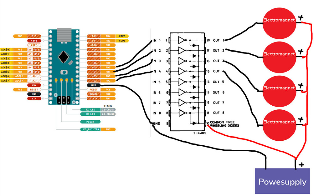 Driving multiple electromagnets - General Electronics - Arduino Forum
