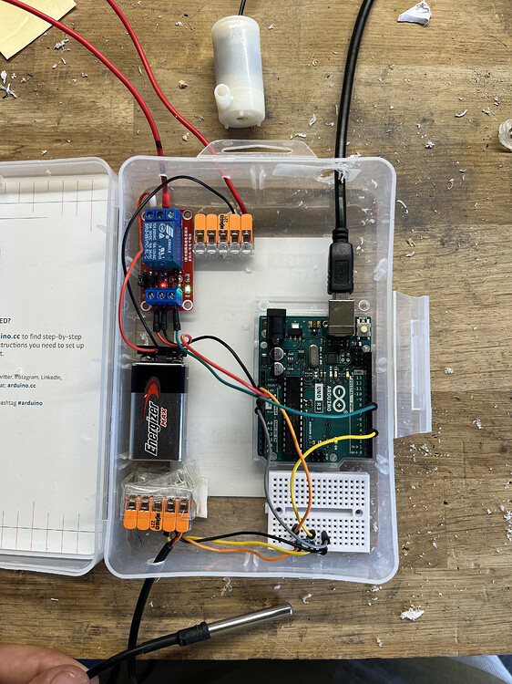 5v water pump controlled by uno r3 input from ds18b20 temperature ...
