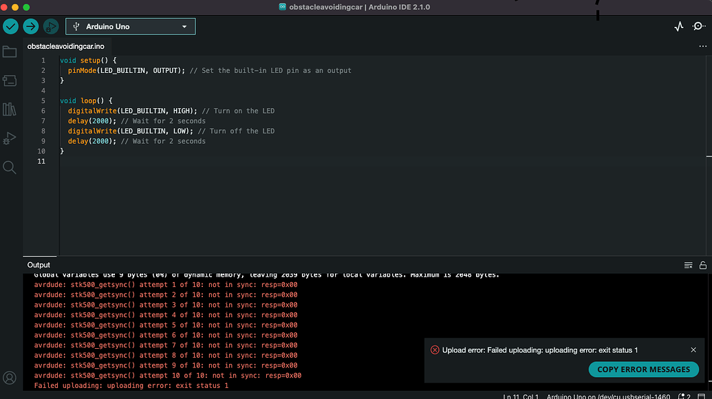 Arduino L light Blinks 3 times when connected then turns off - IDE 1.x - Arduino Forum