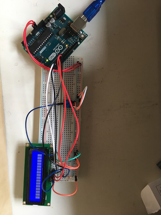 LCD screen for Arduino UNO onlys shows a row of white boxes on top row ...