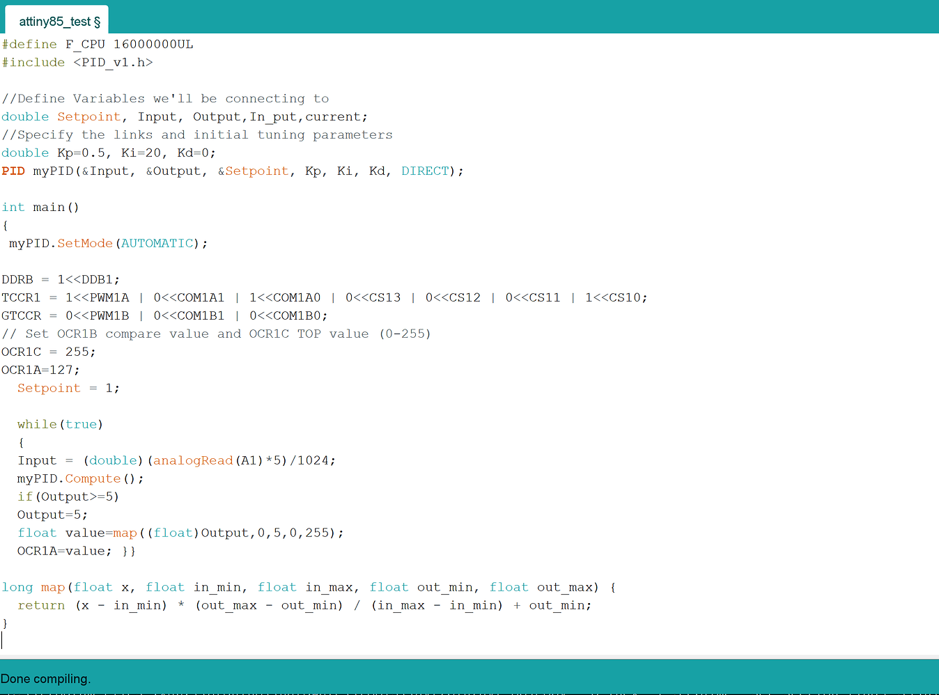 Attiny85 pid control - Programming Questions - Arduino Forum