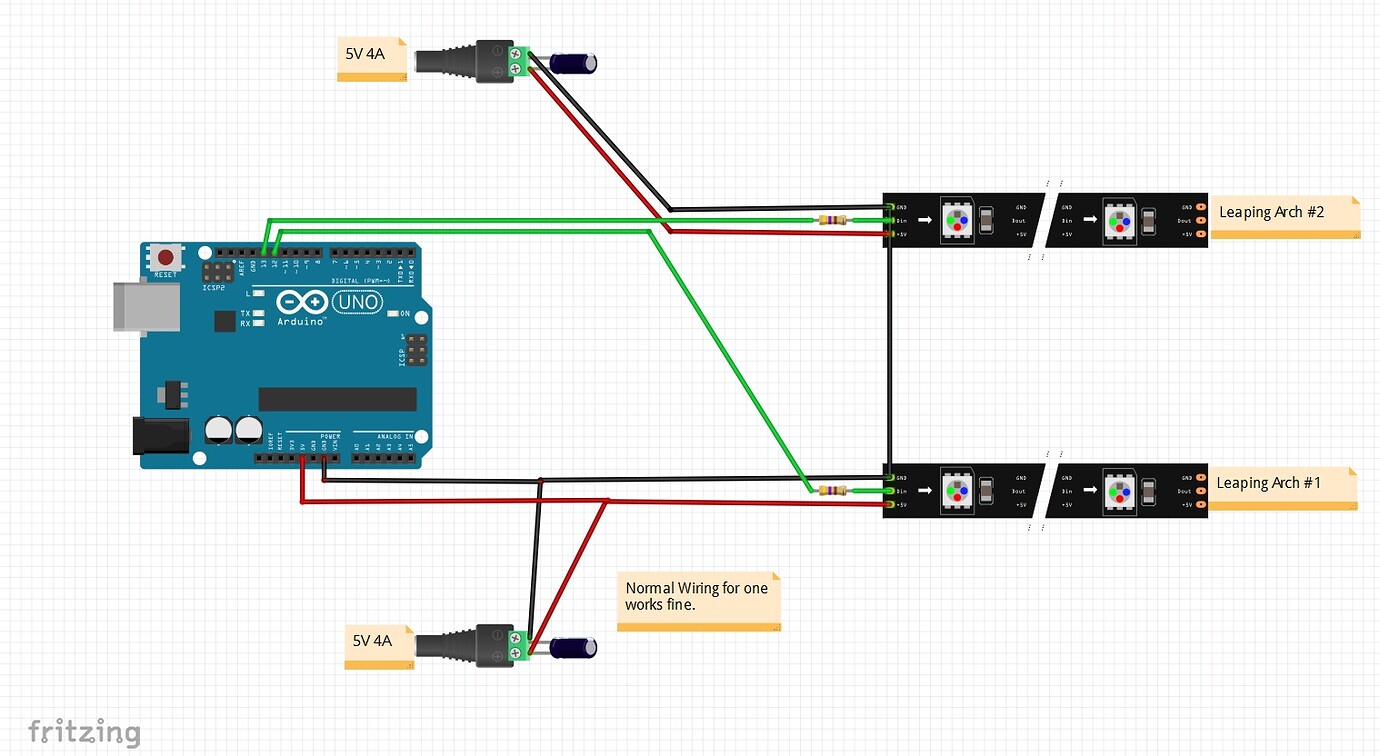 2 power supplies with ws2812b? - LEDs and Multiplexing - Arduino Forum