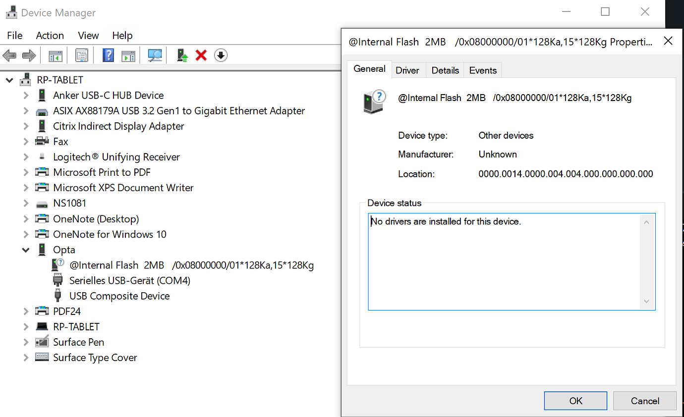 Opta upload failed - No DFU capable USB device available - Opta - Arduino Forum
