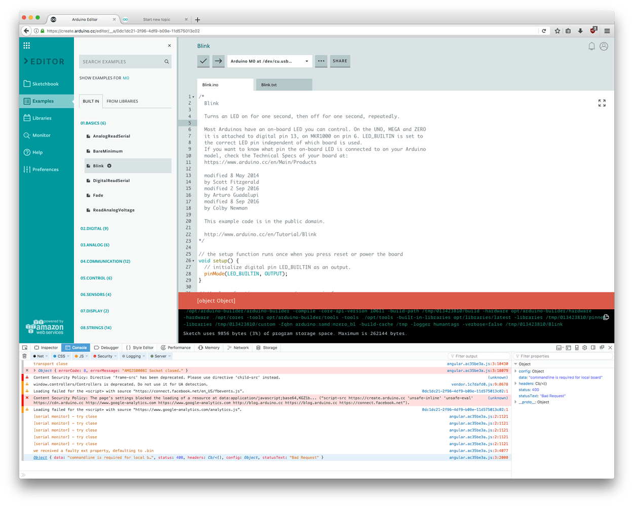 [Solved] Upload not working and broken error message on Arduino M0 - Cloud Editor - Arduino Forum