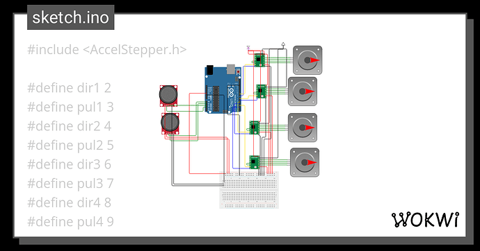 Controlling 4 Stepper Motors with 2 Joystick, a4988 Motor Driver, and Arduino Uno (without CNC ...