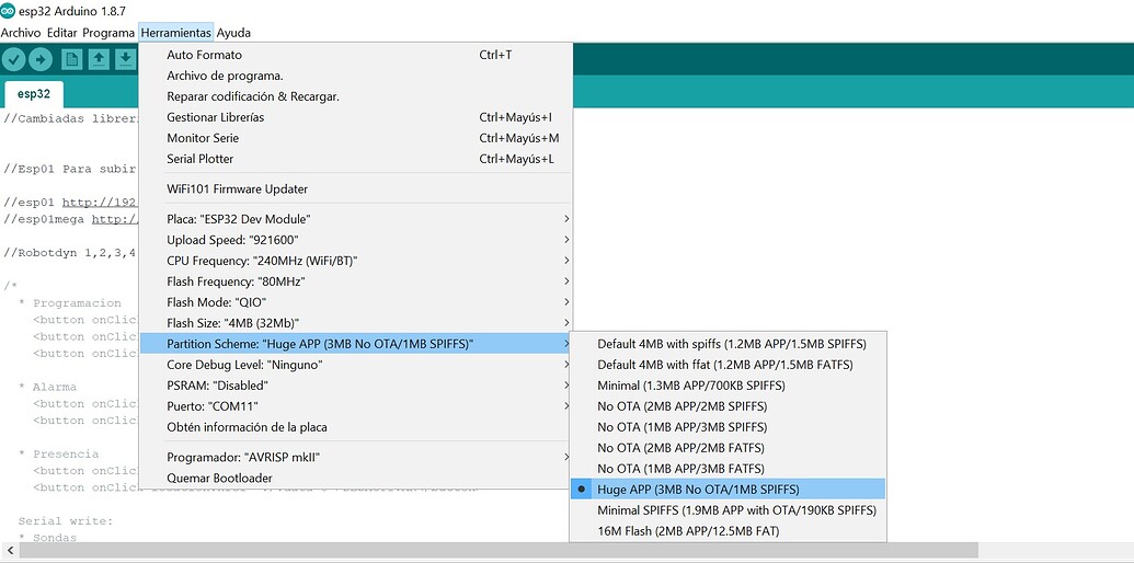 [Solucionado] esp01 - esp32, memoria utilizada - Software - Arduino Forum