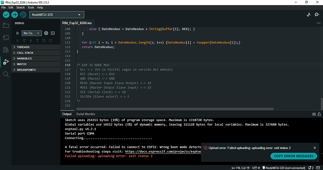 ESP32 Upload Error Exit Status 2 Microcontroladores Arduino Forum