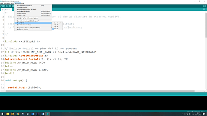 ArduinoOTA/WiFiEspAT/SerialWiFiOTA using ESP8266 NodeMCU v3 and Mega 2560 - no IP port ...
