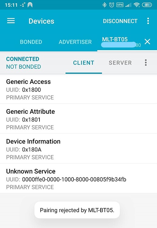 MLT-BT05 bonding problem - Networking, Protocols, and Devices - Arduino Forum