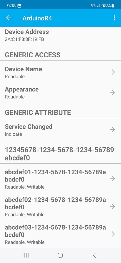Arduino UNO R4 WiFi, BLE: only one characteristic of 3 is shown - UNO R4 WiFi - Arduino Forum