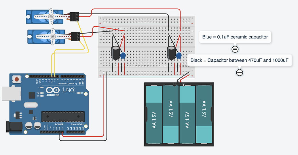 Which capacitor(s) can I use for 2 servo’s? And where do I place them ...