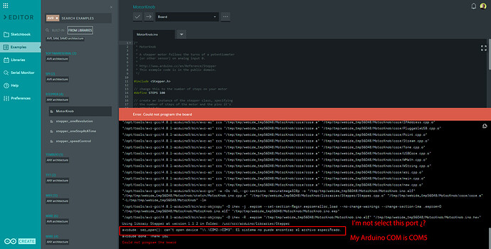 Problem with COM5 - Cloud Editor - Arduino Forum