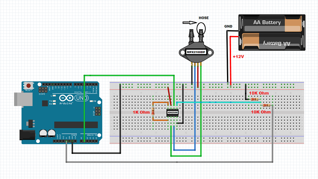 MPX10DP differential pressure sensor to measure water level ...