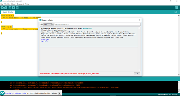 Arduino 1.8.1 errore download Gestore schede - Software - Arduino Forum