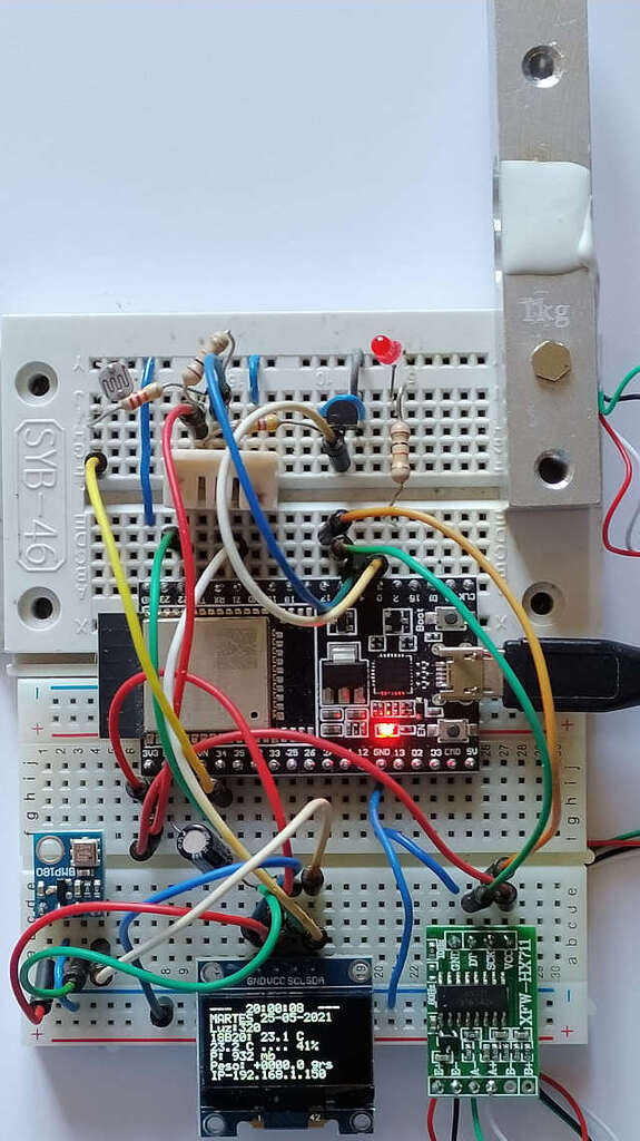 ESP32 Ejemplo sensor BMP180, XFW-HX711, SSD1306Z, DHT 22 , AM2302 ...