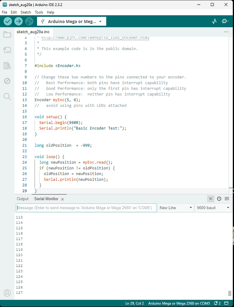 Id like to use a SICK Incremental rotary encoder and read real time distance with my Serial Port ...