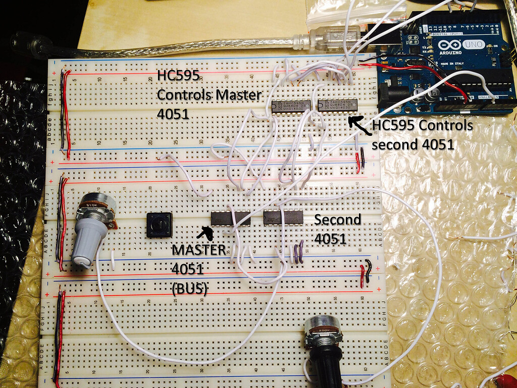 HC595s and 4051s for MIDI Controller - LEDs and Multiplexing - Arduino ...